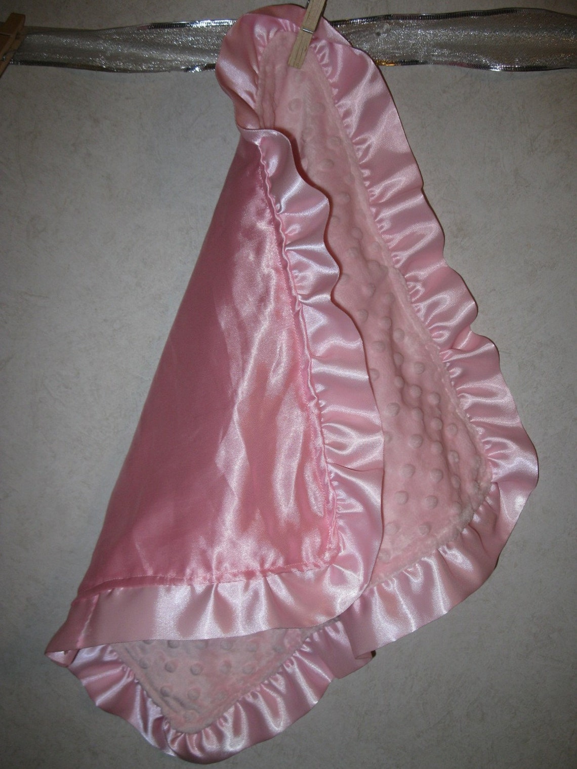 Baby Security Blanket Lovie Pink Minky and Pink Satin Pink - Etsy