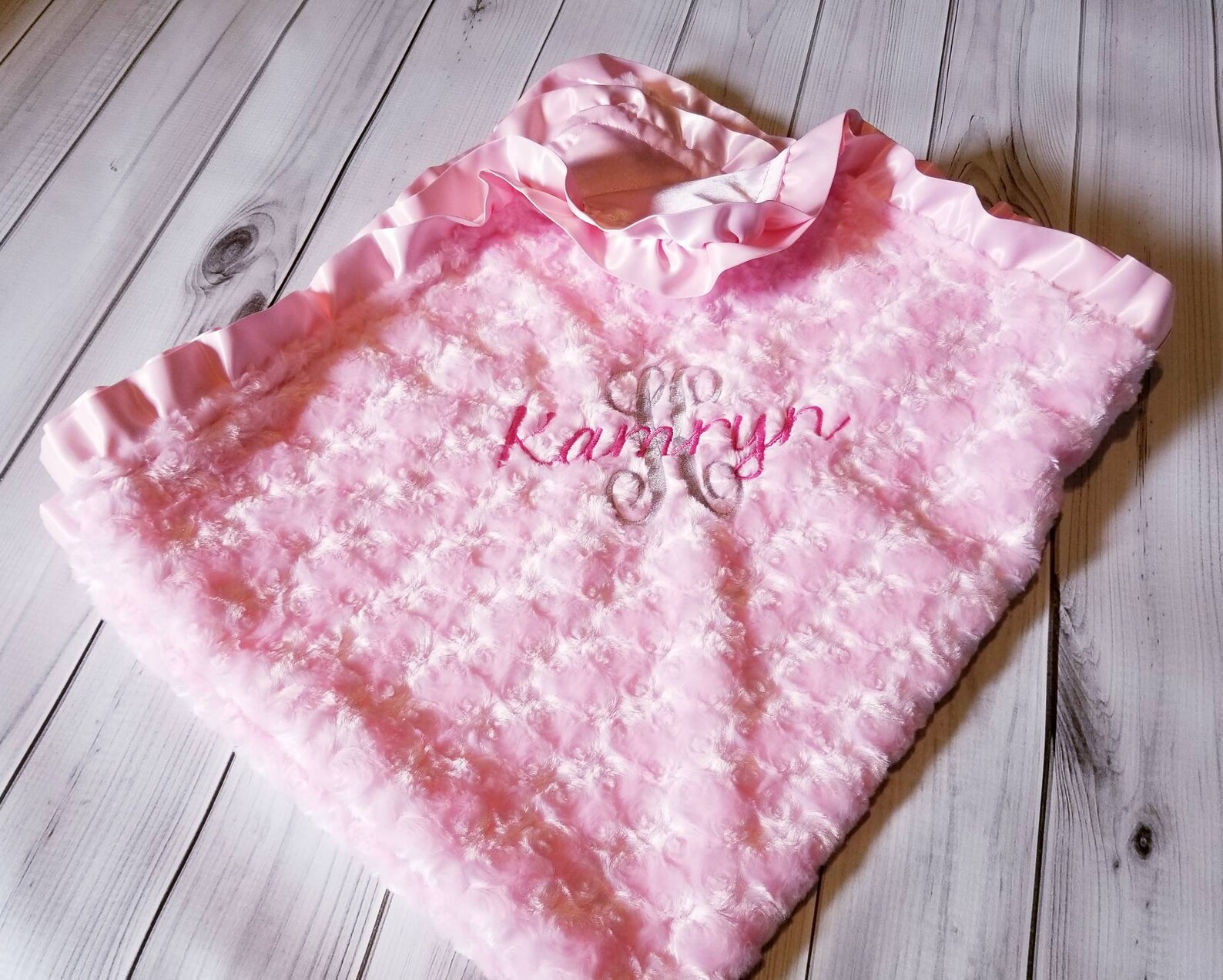 Light Pink Swirl MINKY & Light Pink Satin Double Ruffle Minky - Etsy