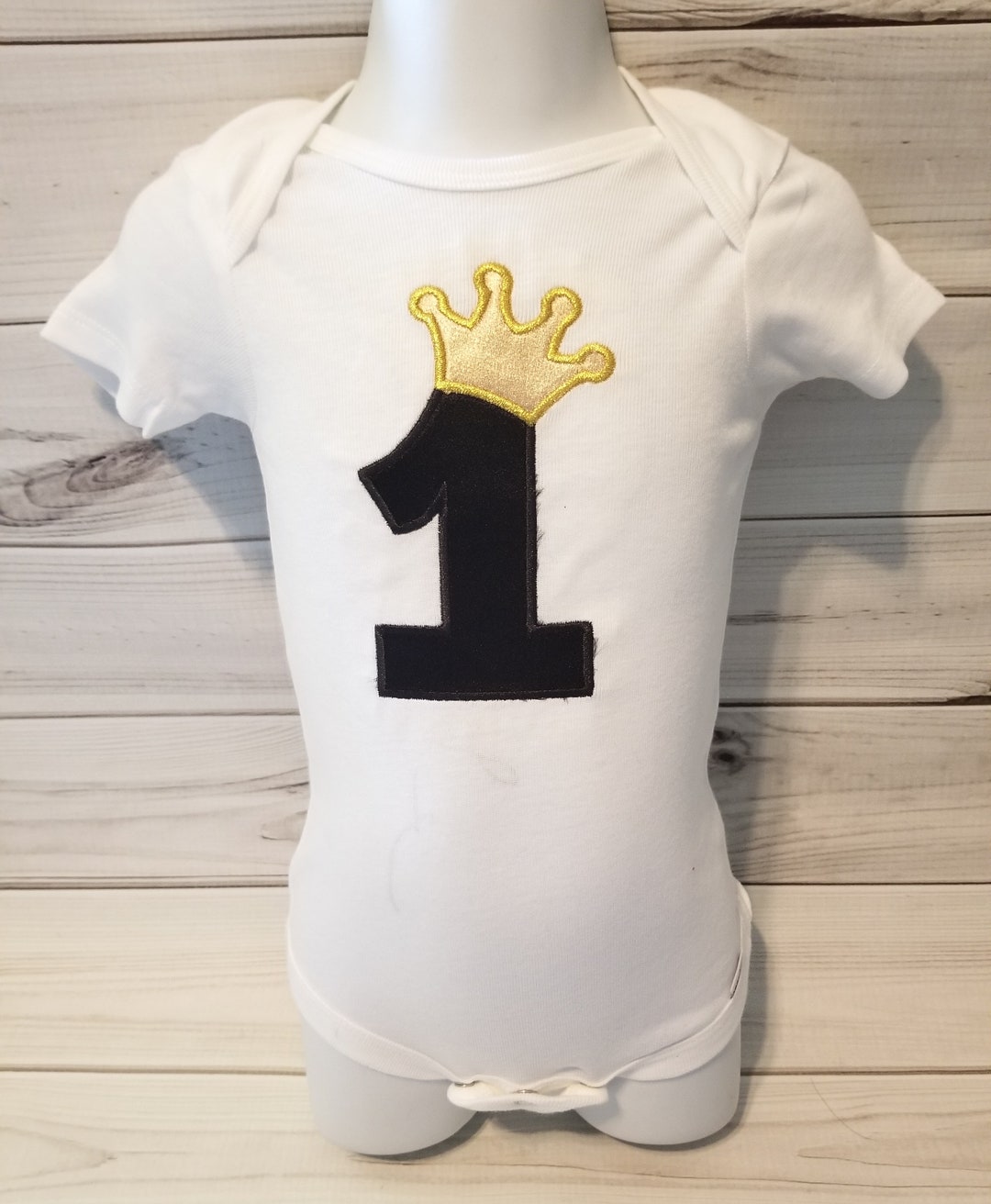 First Birthday Prince King Crown Onesie – Ready to Ship Short Sleeve ...