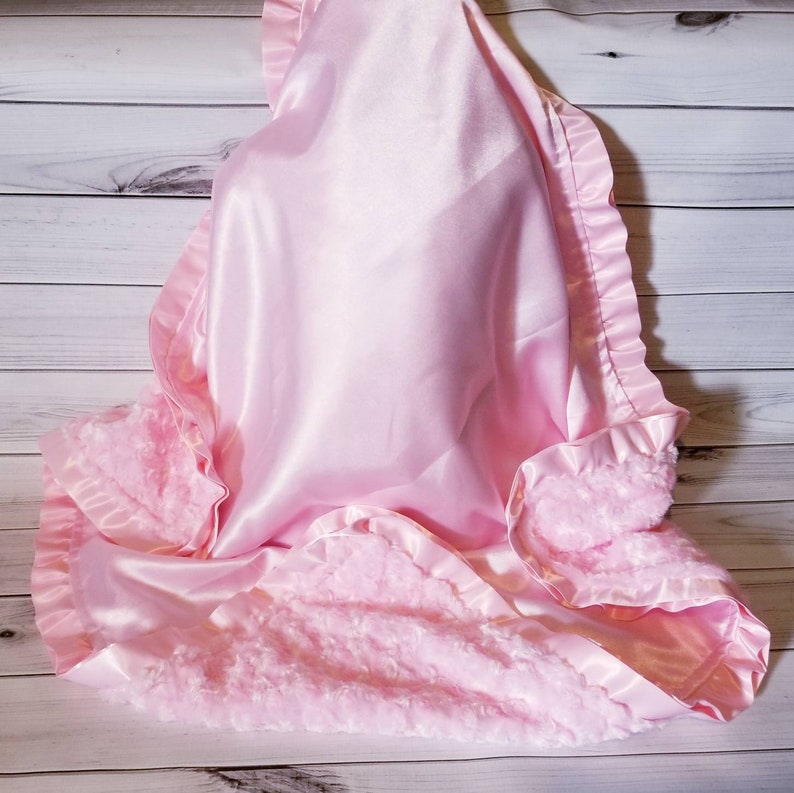 Light Pink Swirl MINKY & Light Pink Satin Double Ruffle Minky - Etsy
