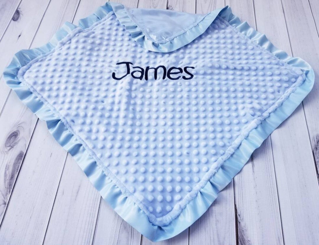 Baby Boy Light Blue Minky & Lt Blue Satin Blue Ruffle Lovey 24 X 24 - Etsy
