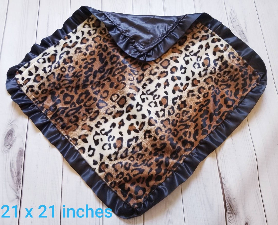 Leopard Minky Lovey: Black Satin Ruffle Baby Blanket (21x21 Inches) - Etsy