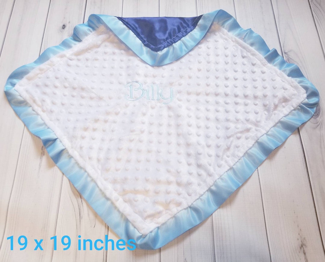 White Minky Lovie: Navy Satin Ruffle Dot Blanket (19 X 19 Inches) - Etsy