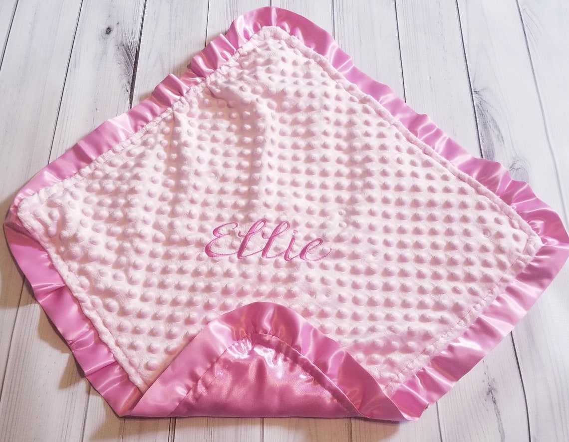 Baby Girl Personalized Security Blanket Lovie Lovey Pink Satin - Etsy