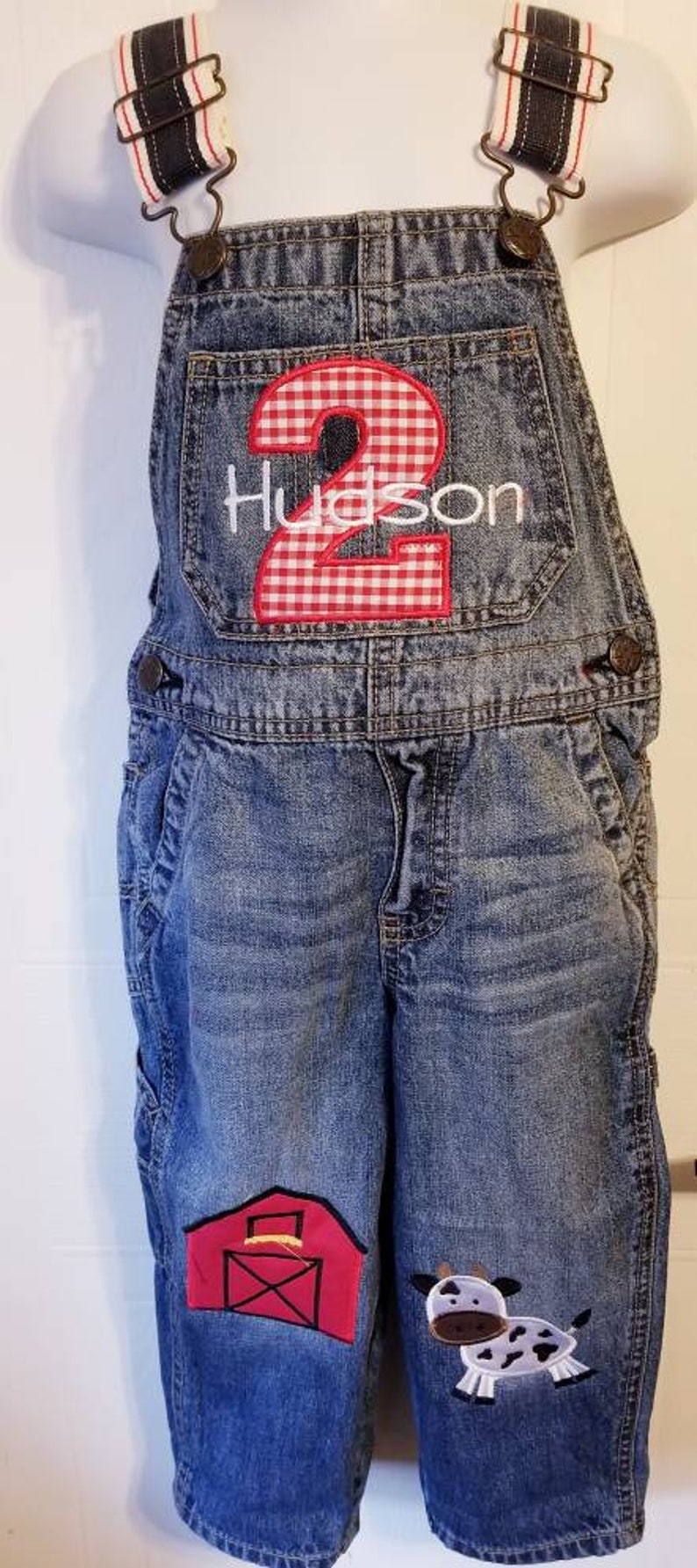 Denim Jean Farm Barn Cow Western Gingham Birthday LONG OR - Etsy