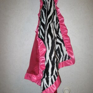 Zebra Animal Print Smooth Cuddle Minky and Hot Pink Satin Ruffe ...
