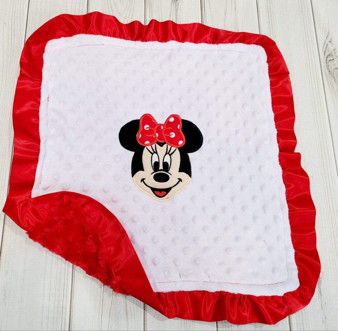 Minnie White Dot Minky With Red Swirl Minky, White Satin Ruffles Lovey ...