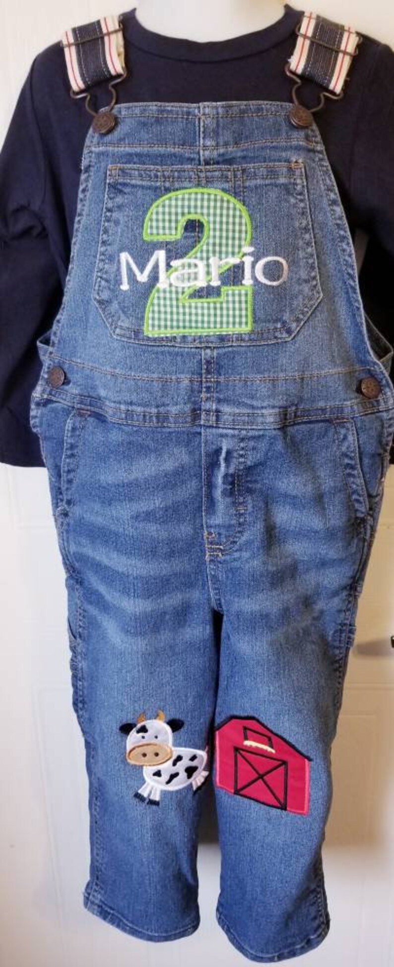 Denim Jean Farm Barn Cow Western Gingham Birthday LONG OR | Etsy