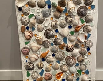 Seashell Wall Art, Coastal, Nautical, Beach Decor, Seashell Flowers ...