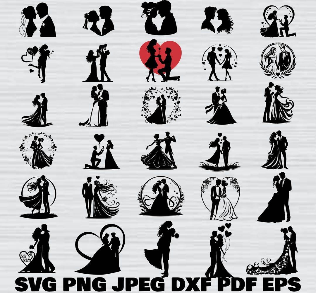 Wedding Couple Svg Bundle, Couple Clipart, Couple Lover Svg, Weeding ...