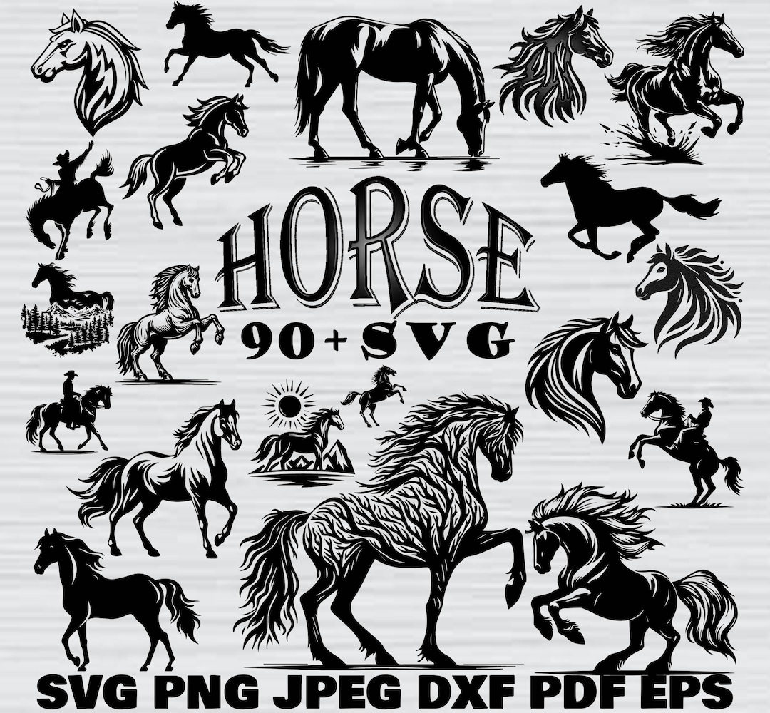 Horse Svg Bundle, Horse Clipart, Horse Svg Cut Files for Circut, Horse ...