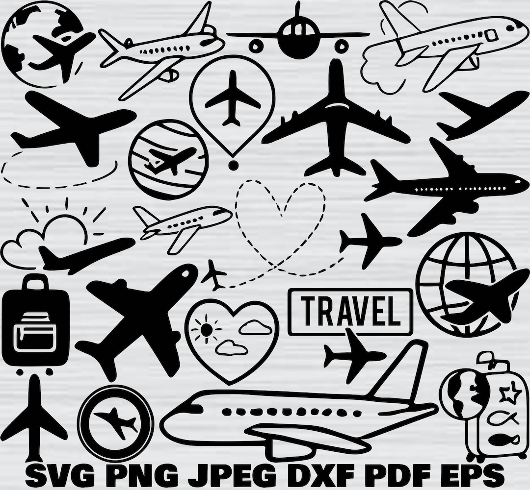Airplane Svg Bundle, Travel Svg, Plane Route Heart Path Svg, Airplane ...