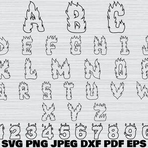 Flame Outline Font Svg, Flame Font TTF, Fire Font Svg, Fire Font ...