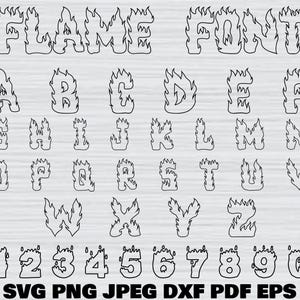 Flame Outline Font Svg, Flame Font TTF, Fire Font Svg, Fire Font ...
