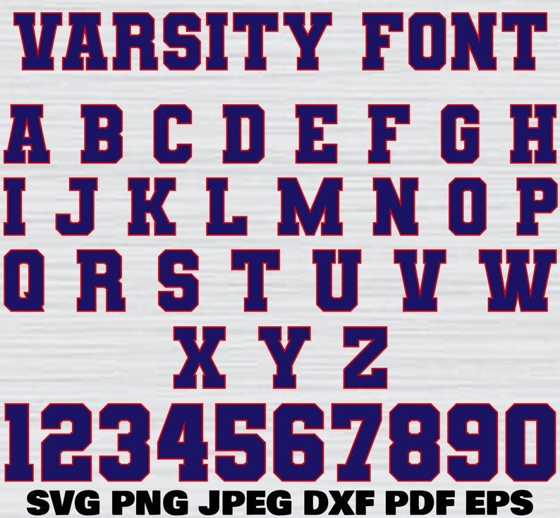 Varsity Font Svg Bundle, Varsity Font Clipart, Varsity Font TTF ...