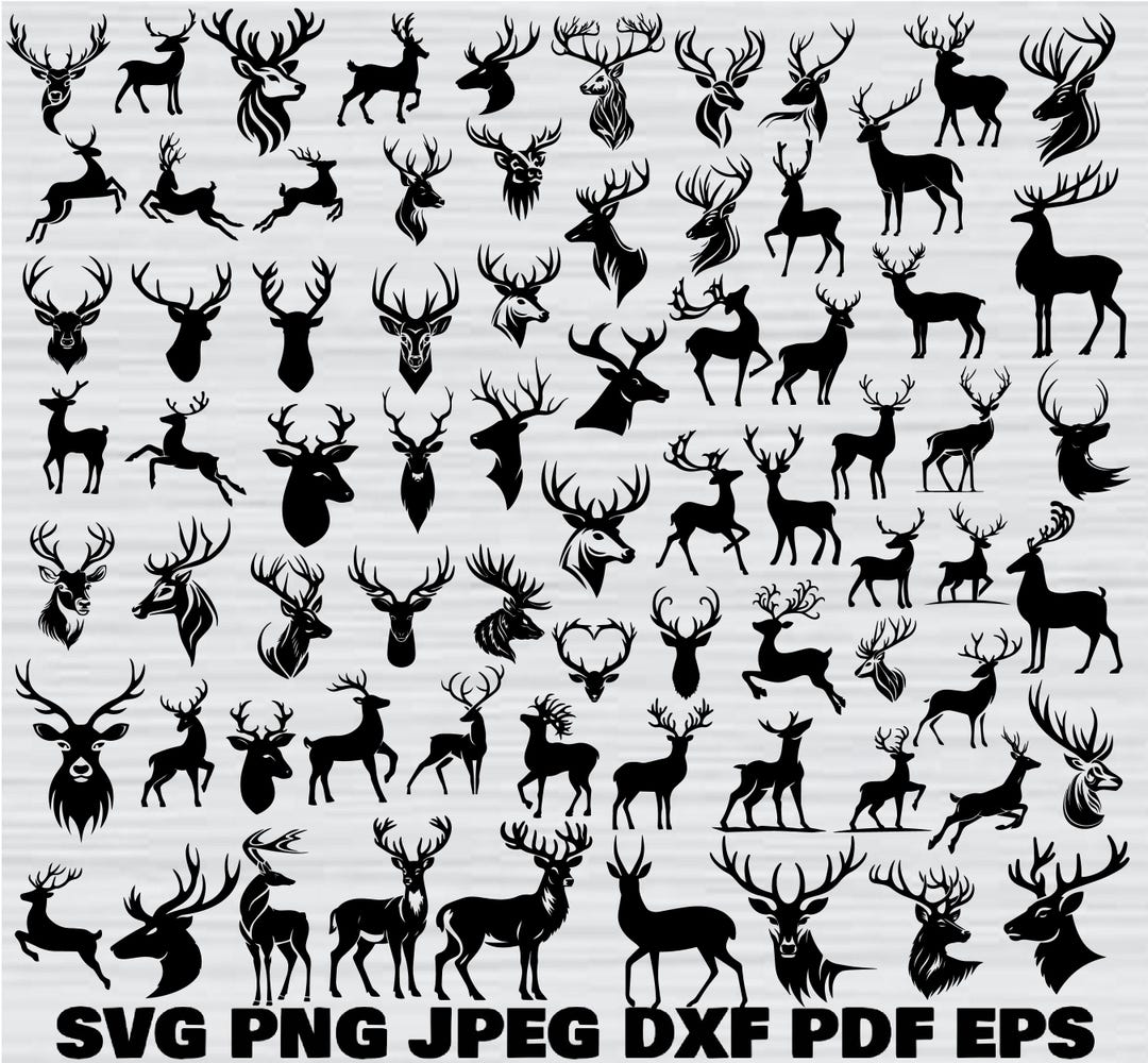 Deer Svg Bundle, Deer Clipart, Deer Svg Cut Files for Circut, Deer ...