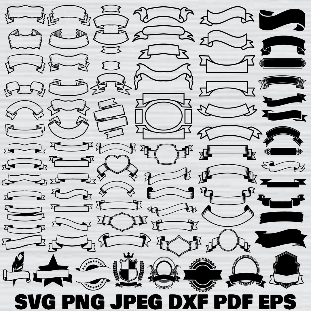 Banner Svg Bundle, Ribbon Svg Bundle, Banner Clipart, Banner Cut Files ...