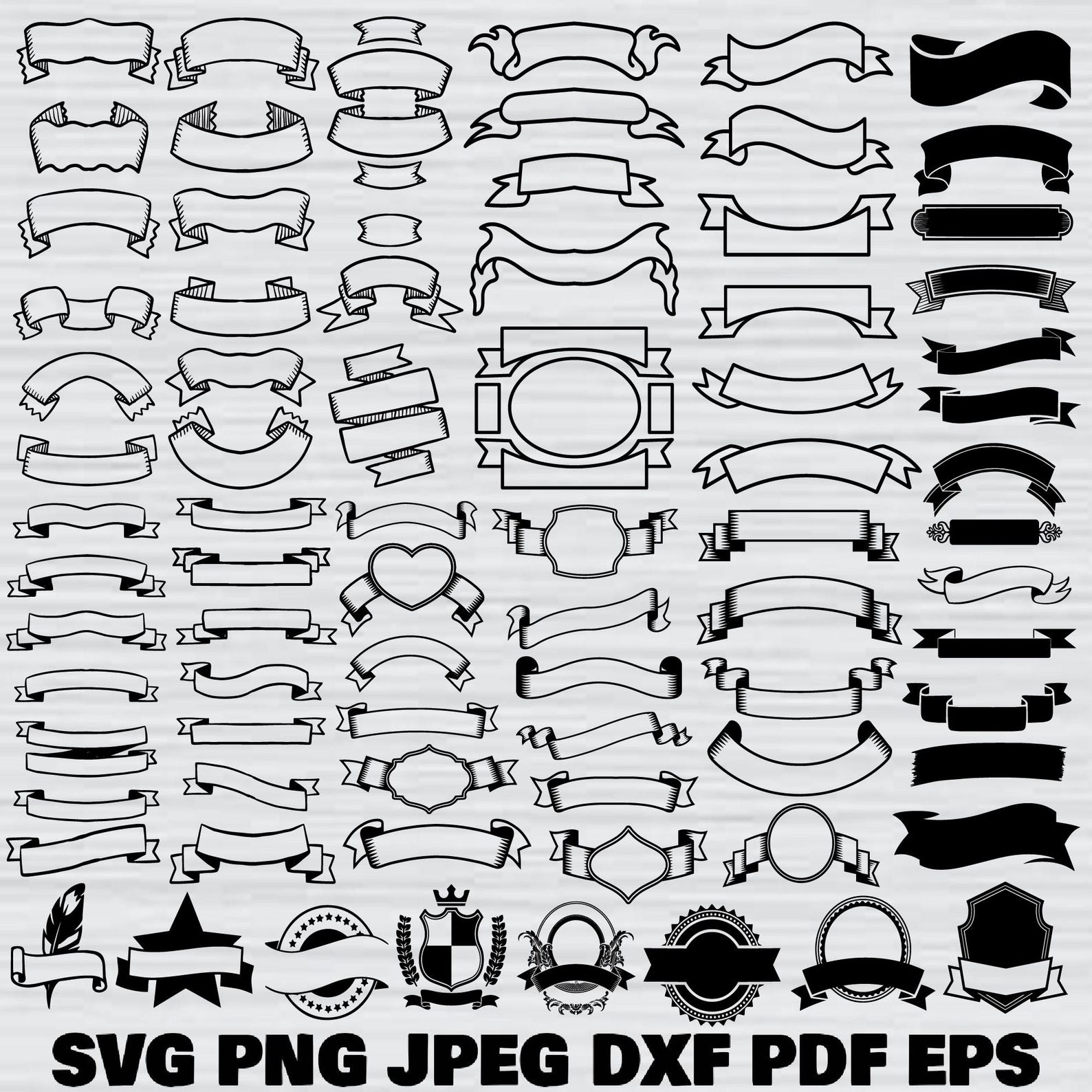 Banner Svg Bundle, Ribbon Svg Bundle, Banner Clipart, Banner Cut Files for Circut, Ribbon Banner ...