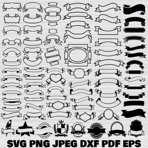Banner Svg Bundle, Ribbon Svg Bundle, Banner Clipart, Banner Cut Files for Circut, Ribbon Banner ...