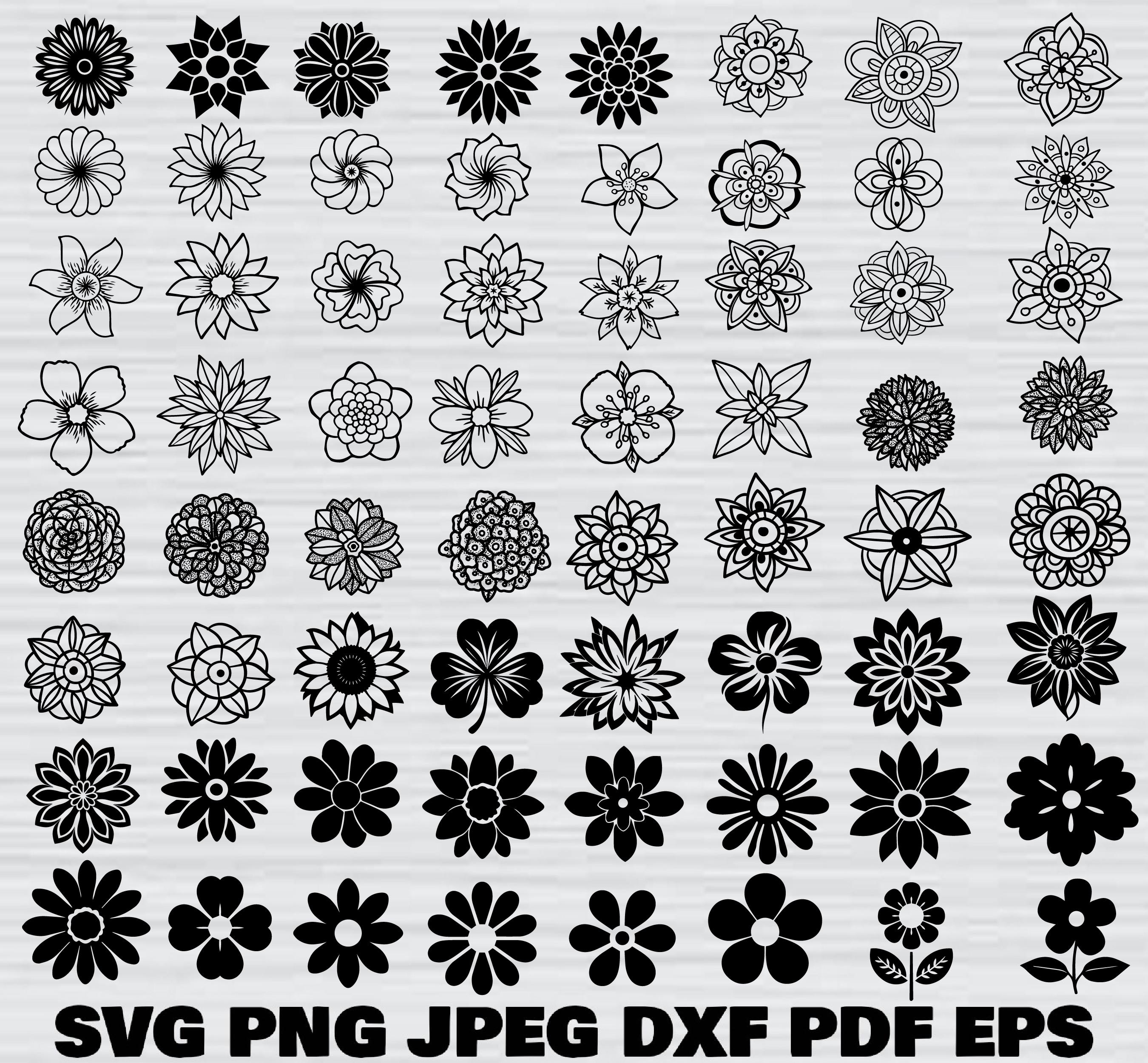 Flower Svg Bundle, Flower Png Bundle, Flower Clipart, Flower Cut File ...