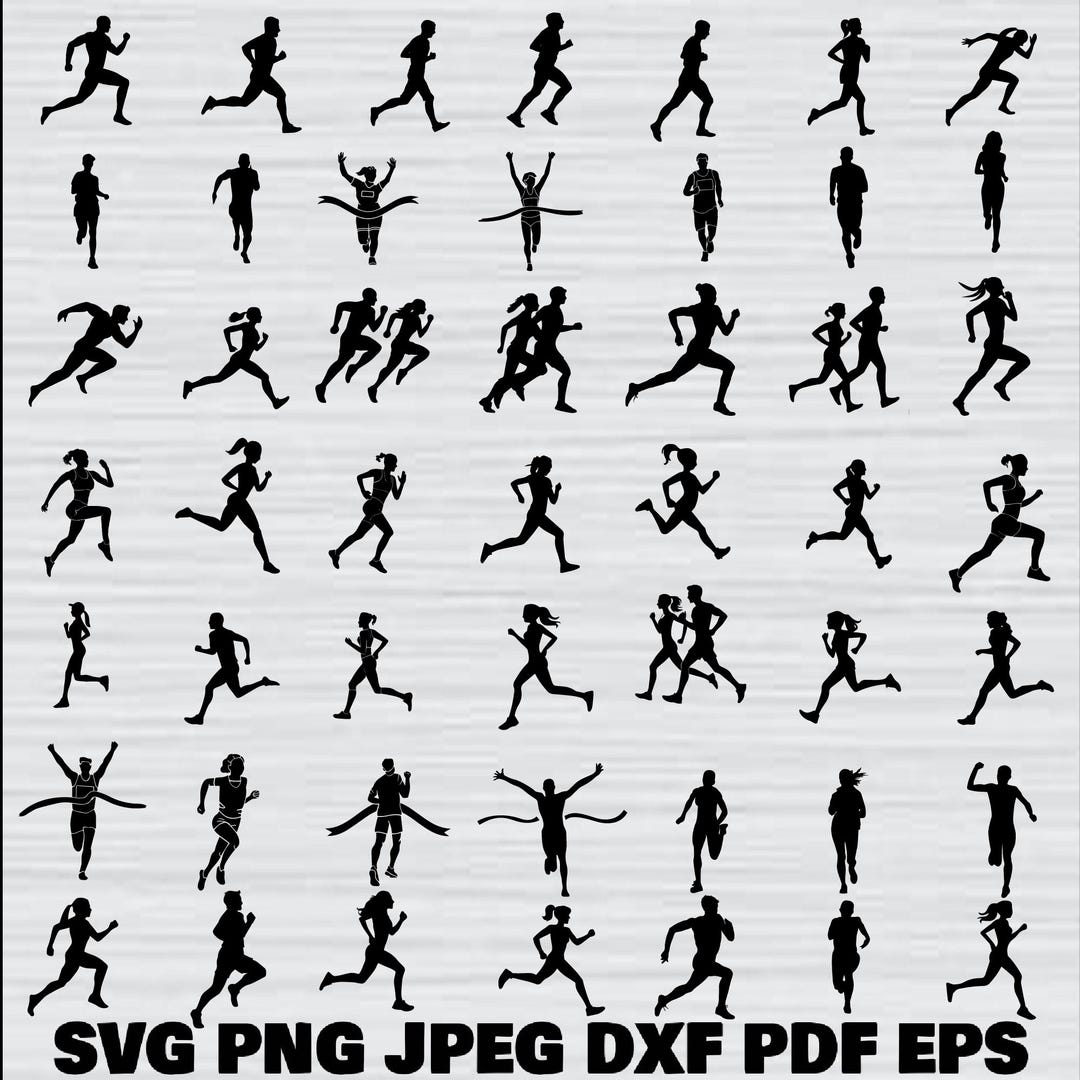 Running Svg Bundle, Running People Svg, Athletic Silhouettes, Running ...