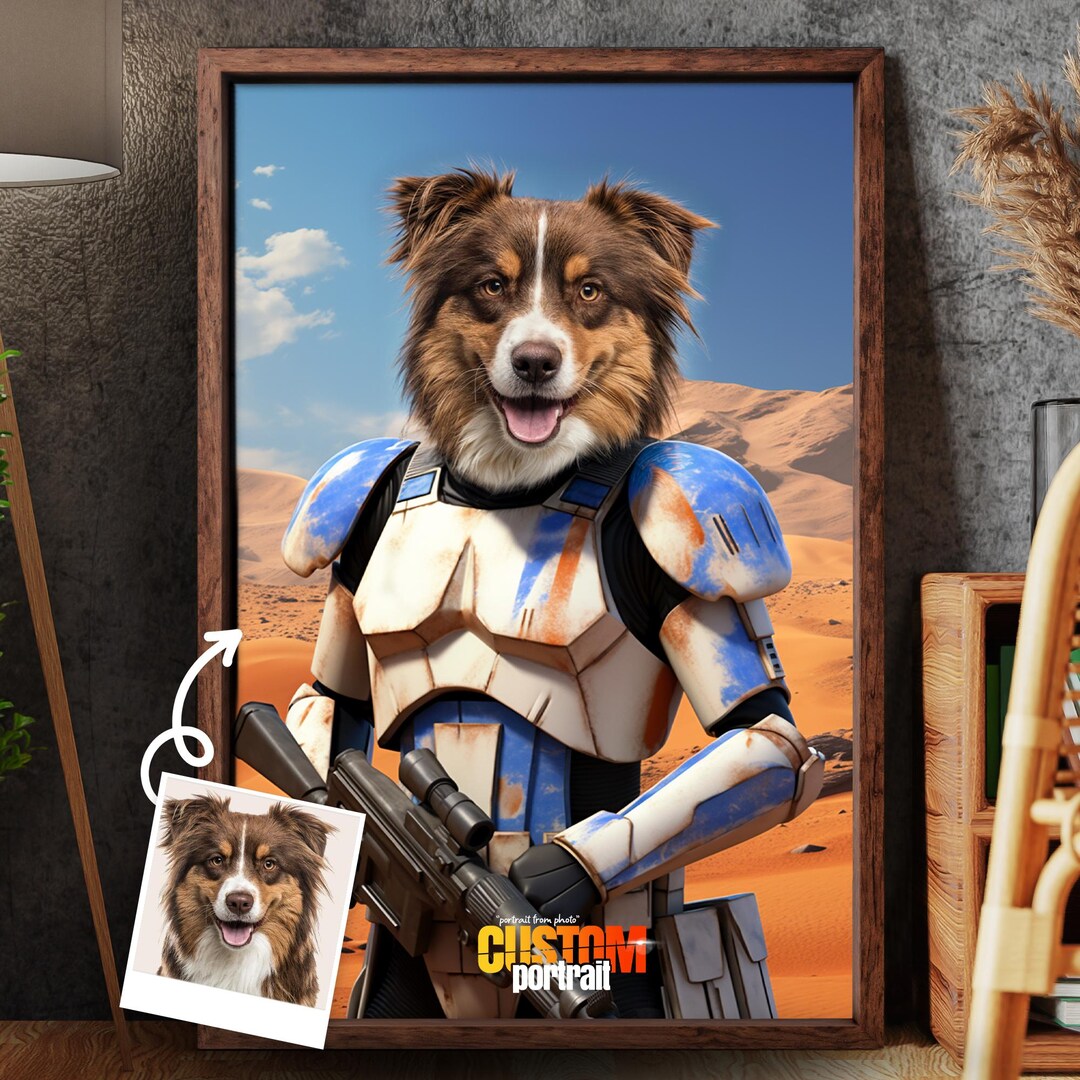 Custom Star Wars Pet Portrait, Stormtrooper Dog Art, Funny Personalized ...