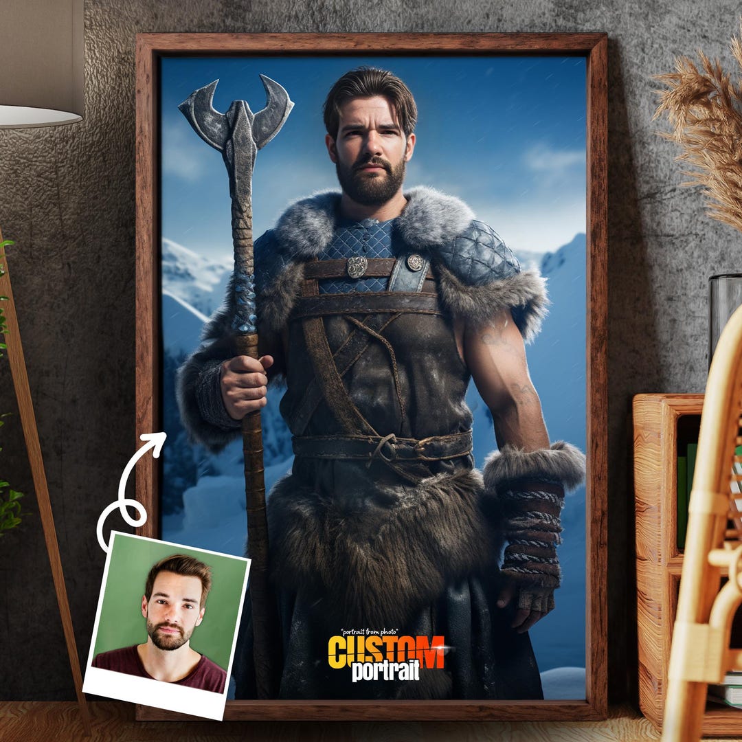 Custom Viking Portrait Personalized Warrior Digital Art Gift - Etsy