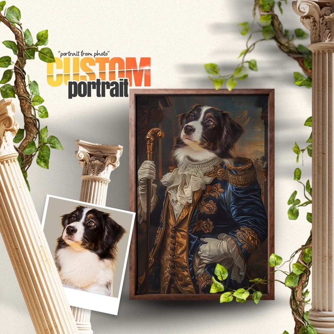 Majestic Royal Pet Portrait: 18th Century Baroque Dog or Cat Art ...
