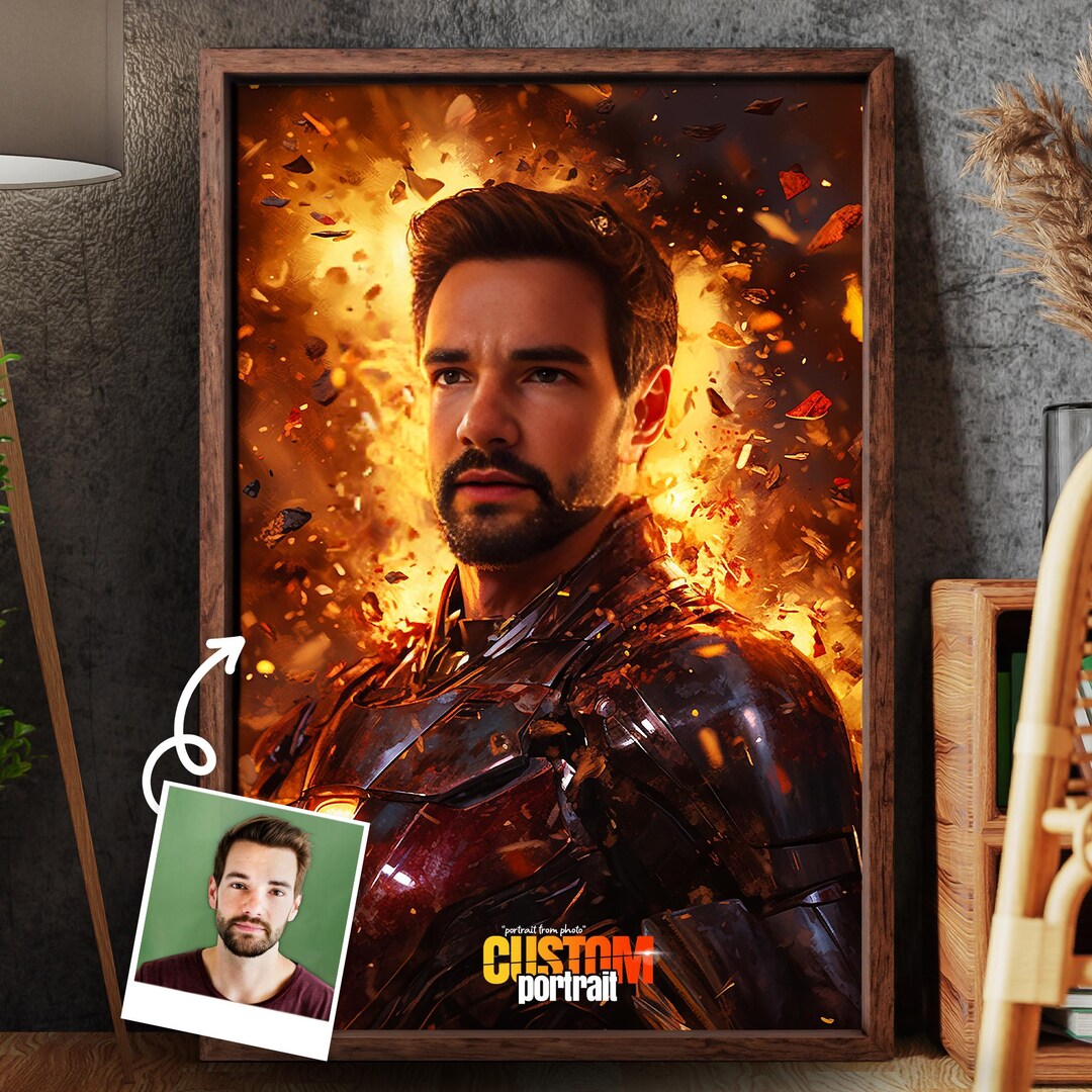 Custom Digital Superhero Portrait – Iron Man Style Art, Personalized ...
