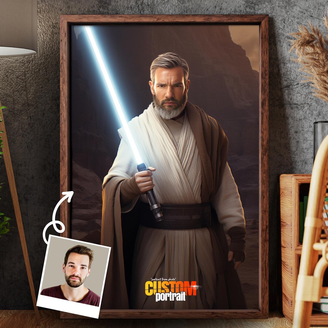 Custom Star Wars Portrait From Photo Unique Jedi Gift for Him - Etsy