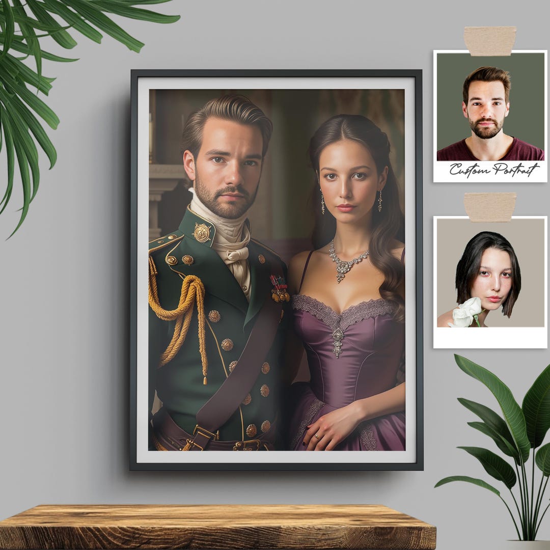 Royal-themed Custom Digital Portrait, Personalized King and Queen Art ...