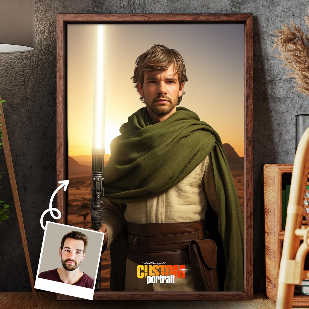 Custom Star Wars Portrait From Photo Personalized Jedi Wall Art Gift - Etsy