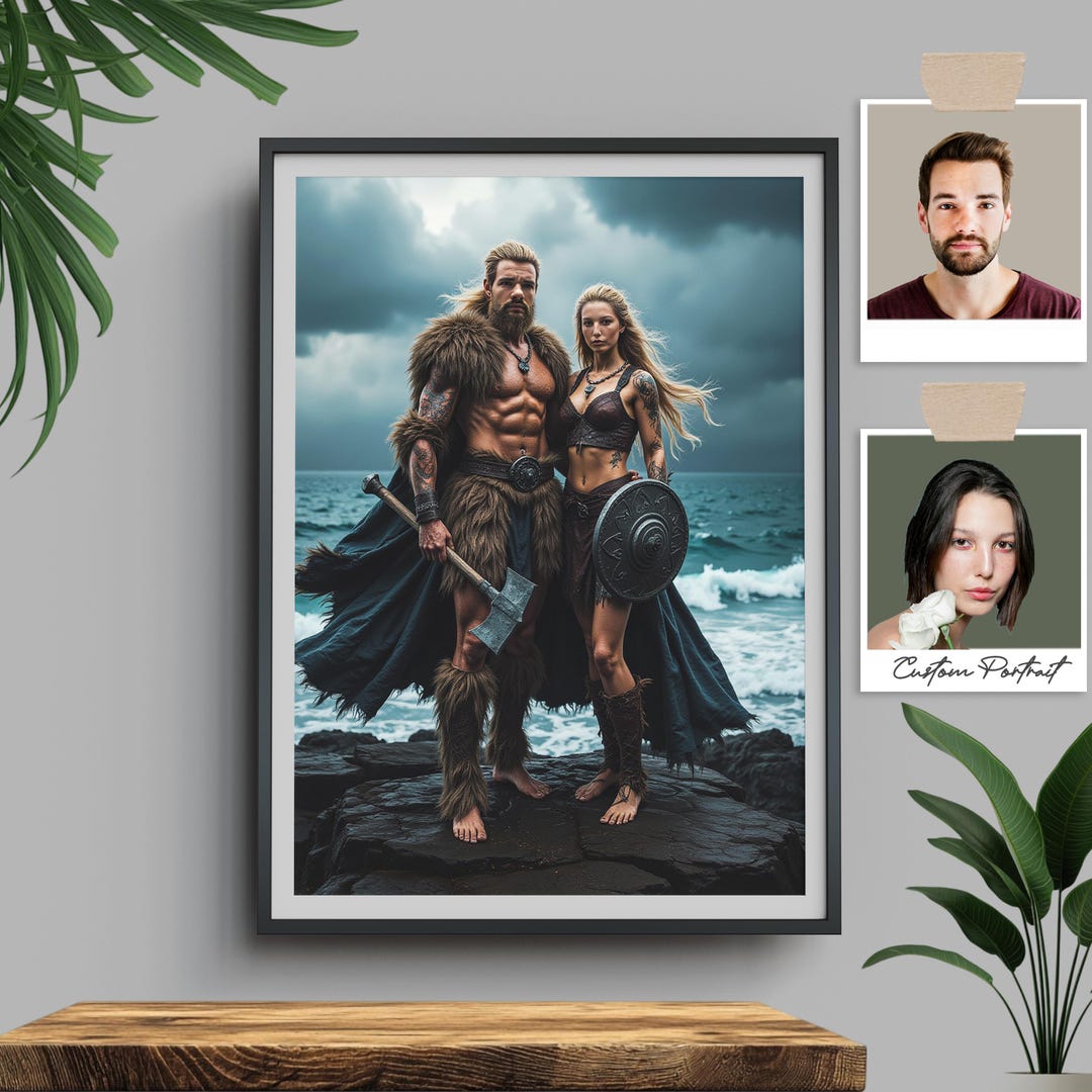 Custom Viking Portrait, Personalized Norse Warrior Artwork, Historical ...