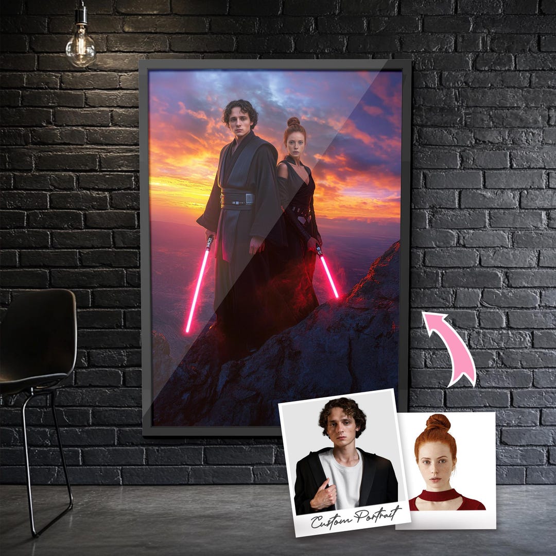 Jedi Couple Portrait – Custom Star Wars Art From Photo | Father's Day ...