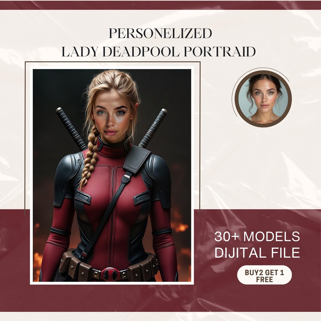 Custom Lady Deadpool Face Swap Portrait, Deadpool Art, Superhero ...