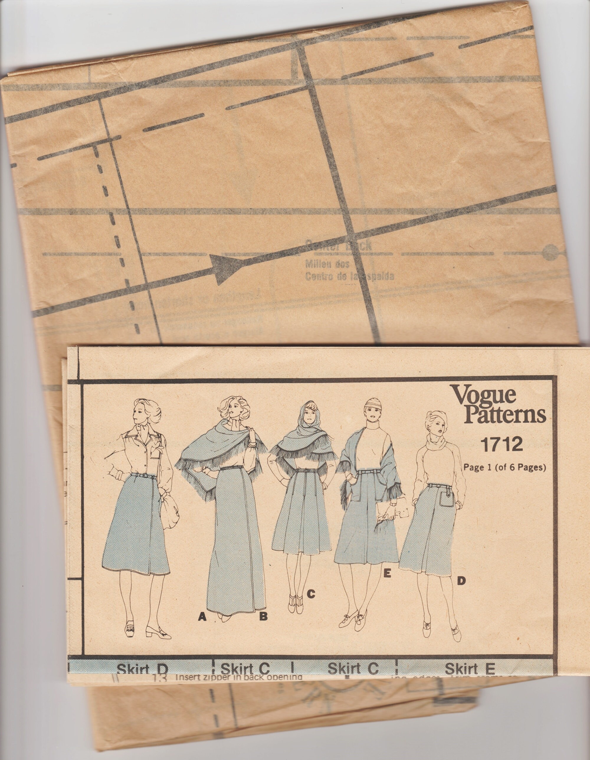 Vintage 1970's Vogue Basic Design 1712 Skirts ~5 Styles~ in Short ...