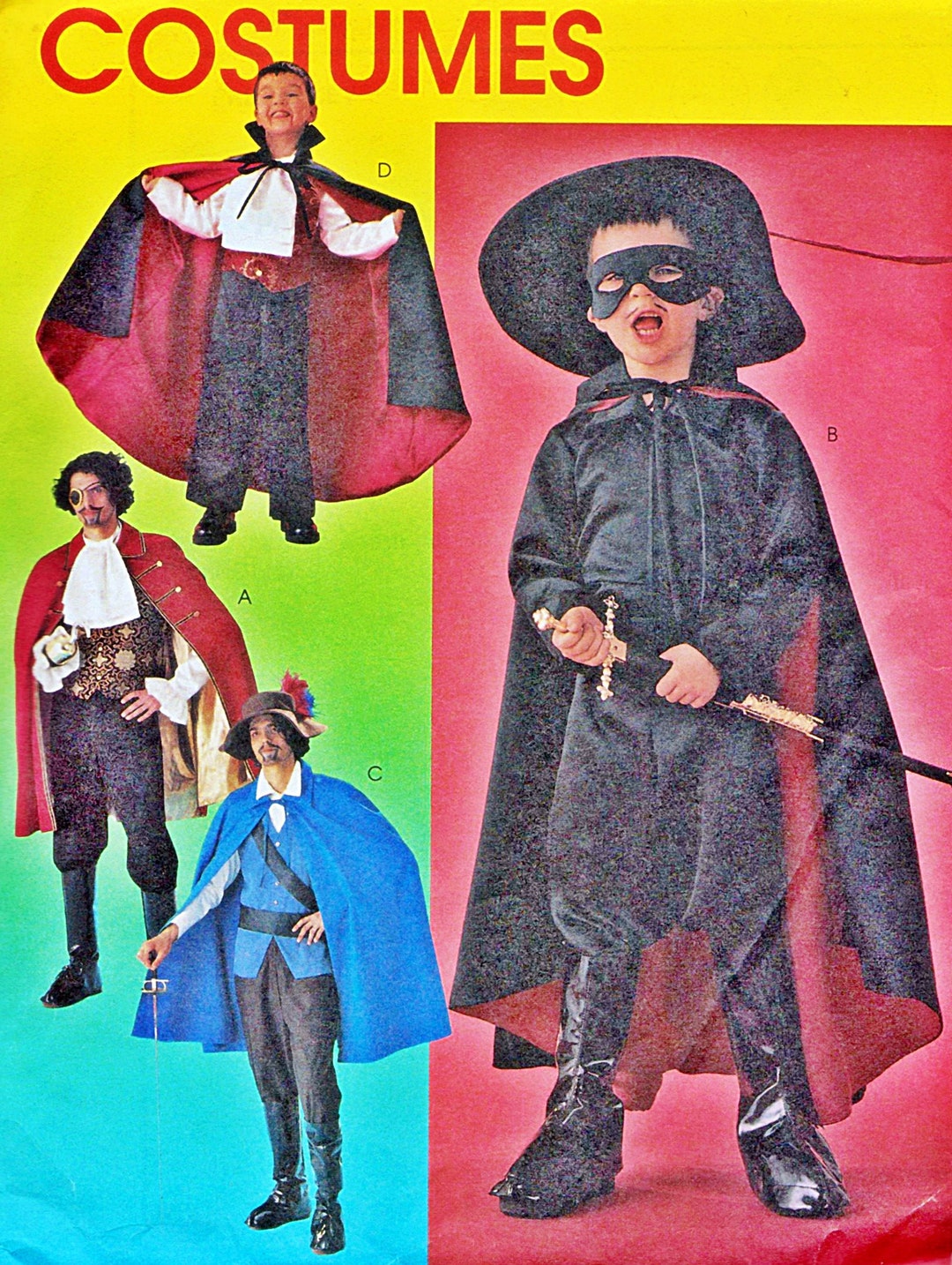 Mccalls 3746 Sewing Pattern Kids Pirate, Vampire, Swashbuckler, Masked ...