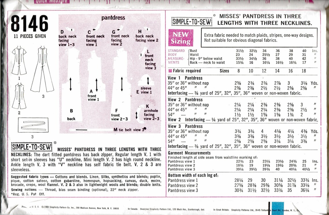 1960s Simplicity 8146 sz 8 B31.5 Misses Jumpsuit Pantdress Mini Culotte ...