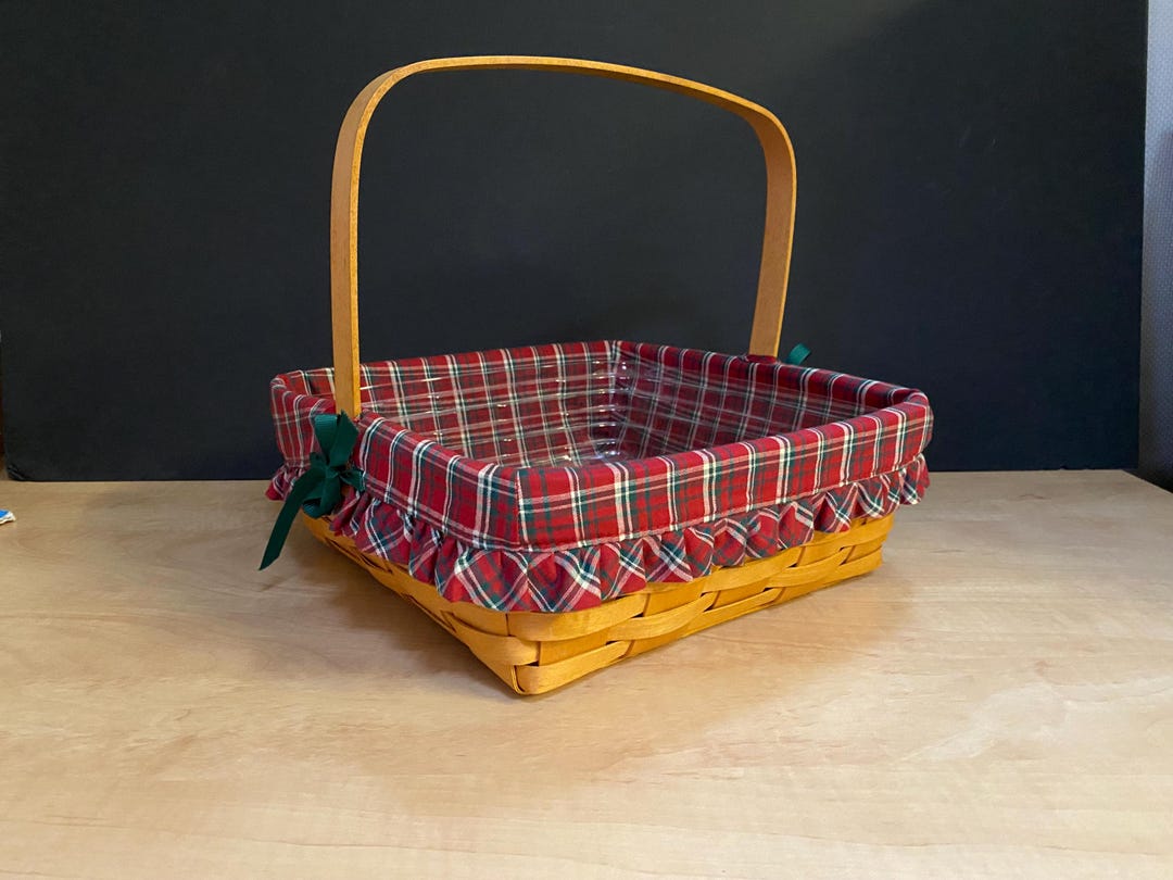 Longaberger Pie Basket With Red Plaid Liner and Protector - Etsy