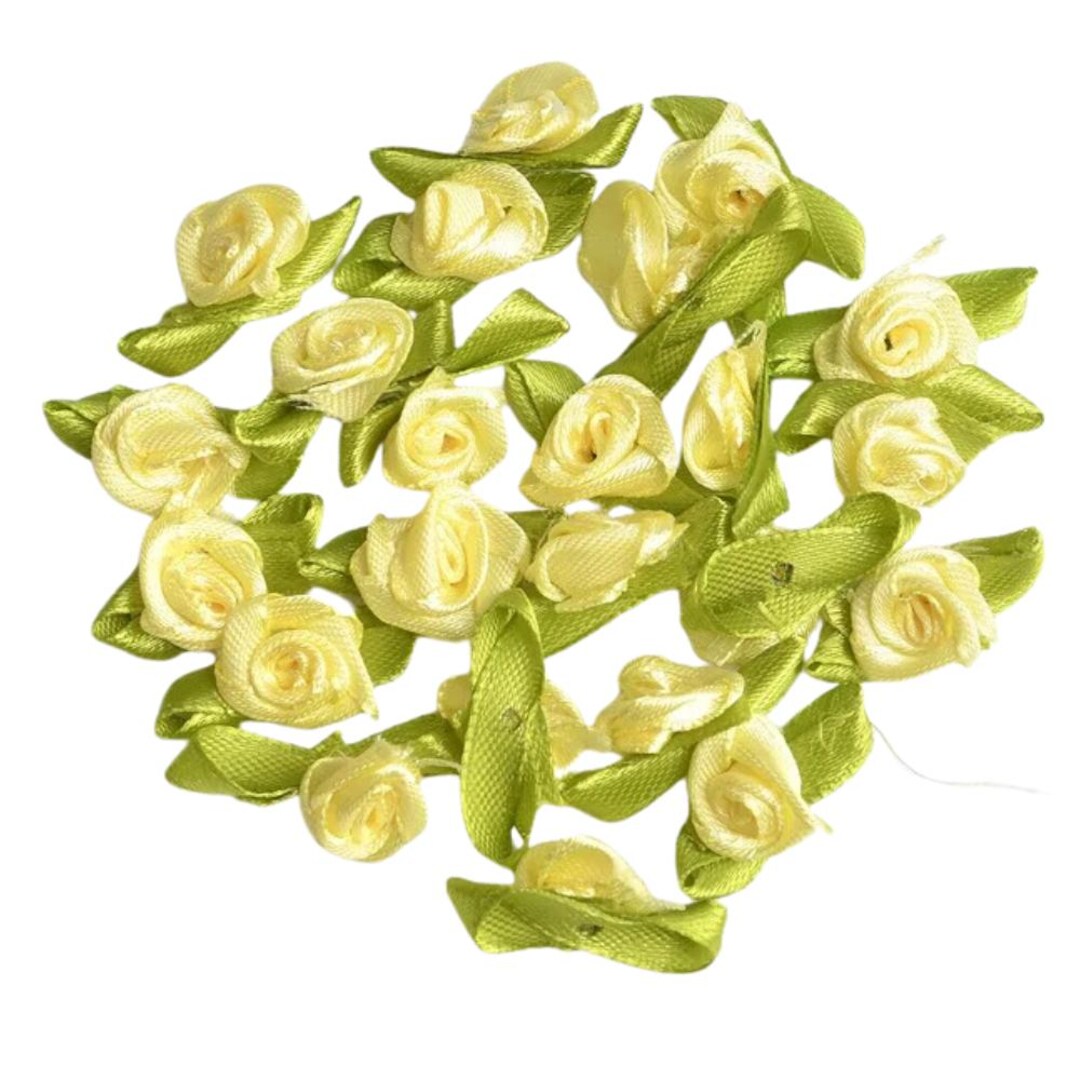 Mini Lt. Yellow Ribbon Flowers for Crafts, Hair Accessories, Decor, Etc ...