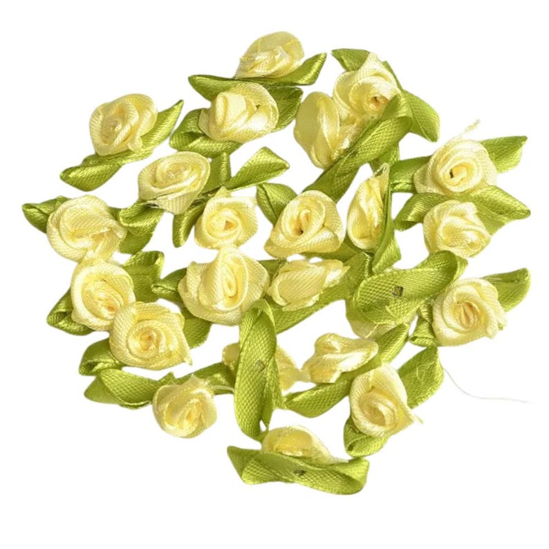 Mini Lt. Yellow Ribbon Flowers for Crafts, Hair Accessories, Decor, Etc ...