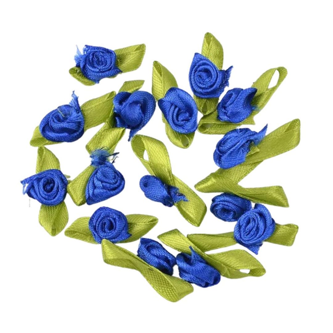 Mini Royal Blue Ribbon Rosette Flowers for Crafts, Hair Accessories ...