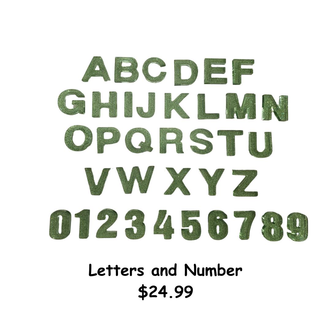 Alphabet & Number Set - Green Glitter - Etsy