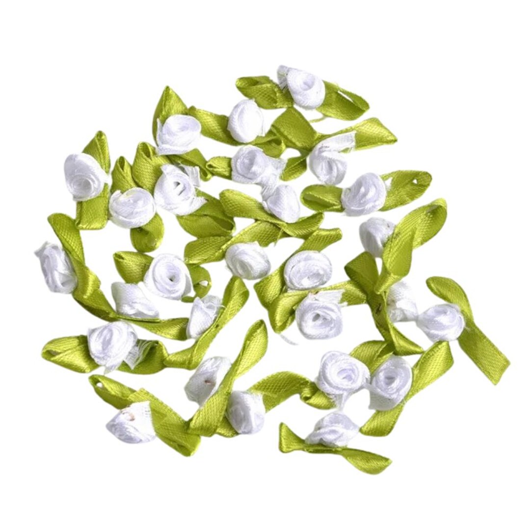 Mini White Ribbon Rosette Flowers for Crafts, Hair Accessories, Decor ...