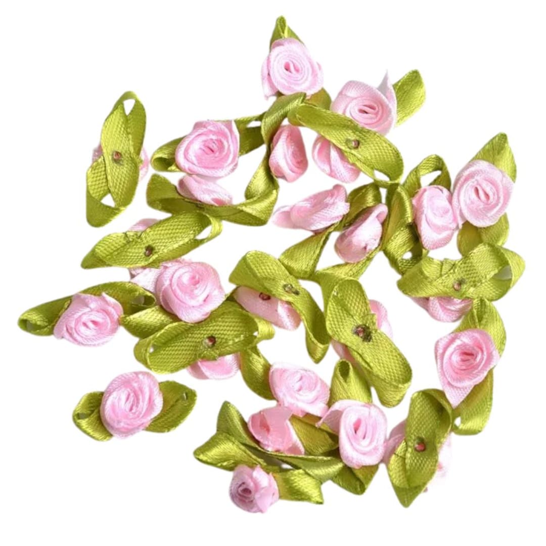 Mini Pink Ribbon Rosette Flowers for Crafts, Hair Accessories, Decor ...