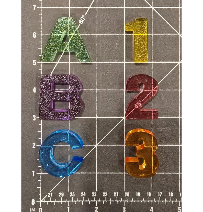 Alphabet & Number Set Green Glitter - Etsy
