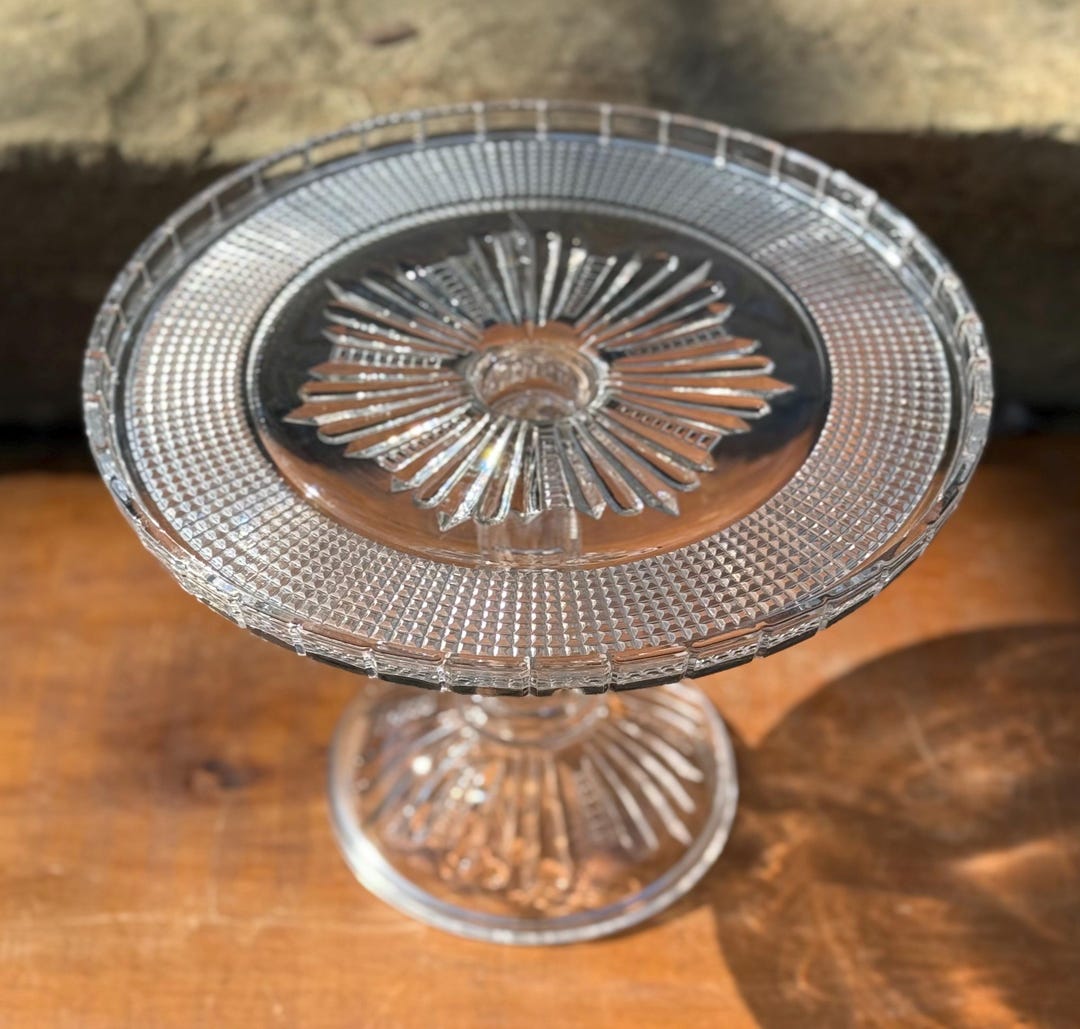 Antique Glass Cake Stand - Etsy