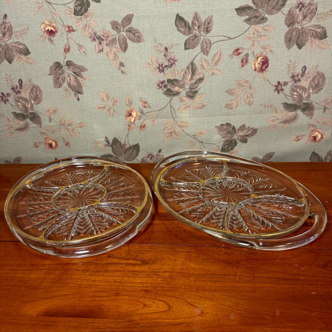 Vintage Set of (2) 1950’s MCM Jeanette Glass Sectioned Serving Trays ...