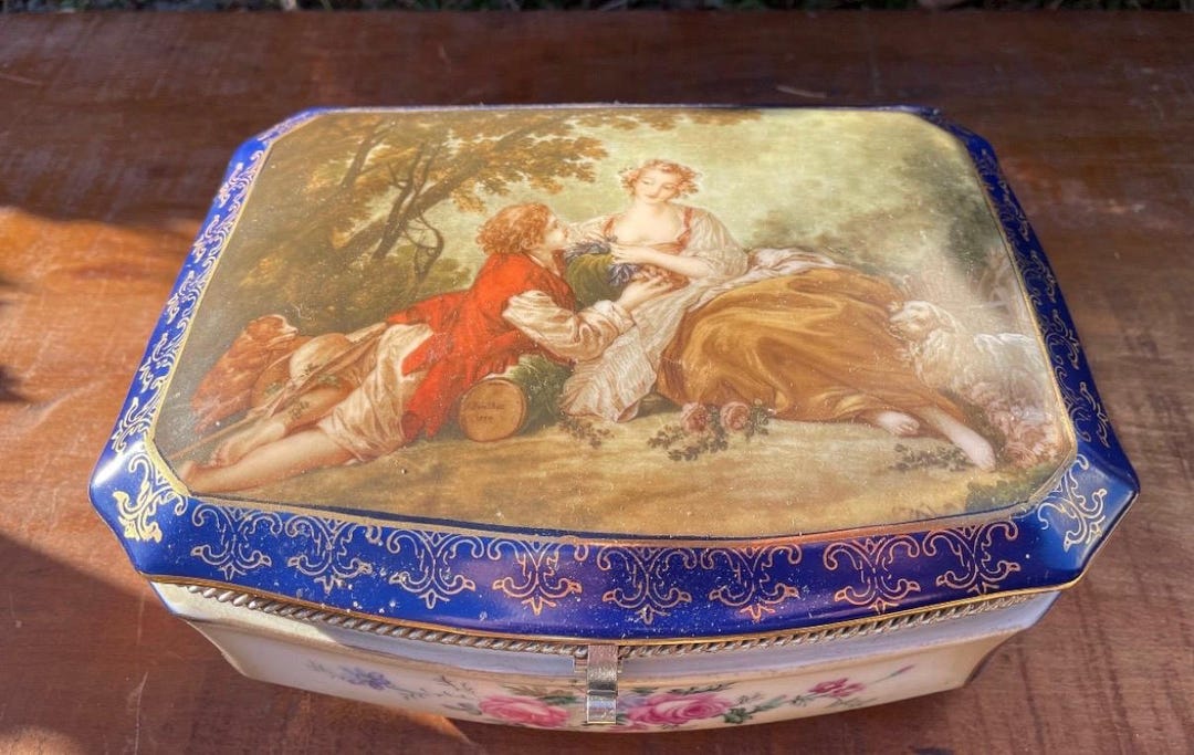 Antique 19th Century French Sevres Painted Porcelain Gilt Border Woman ...