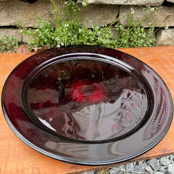 Ruby Glass Platter - Etsy